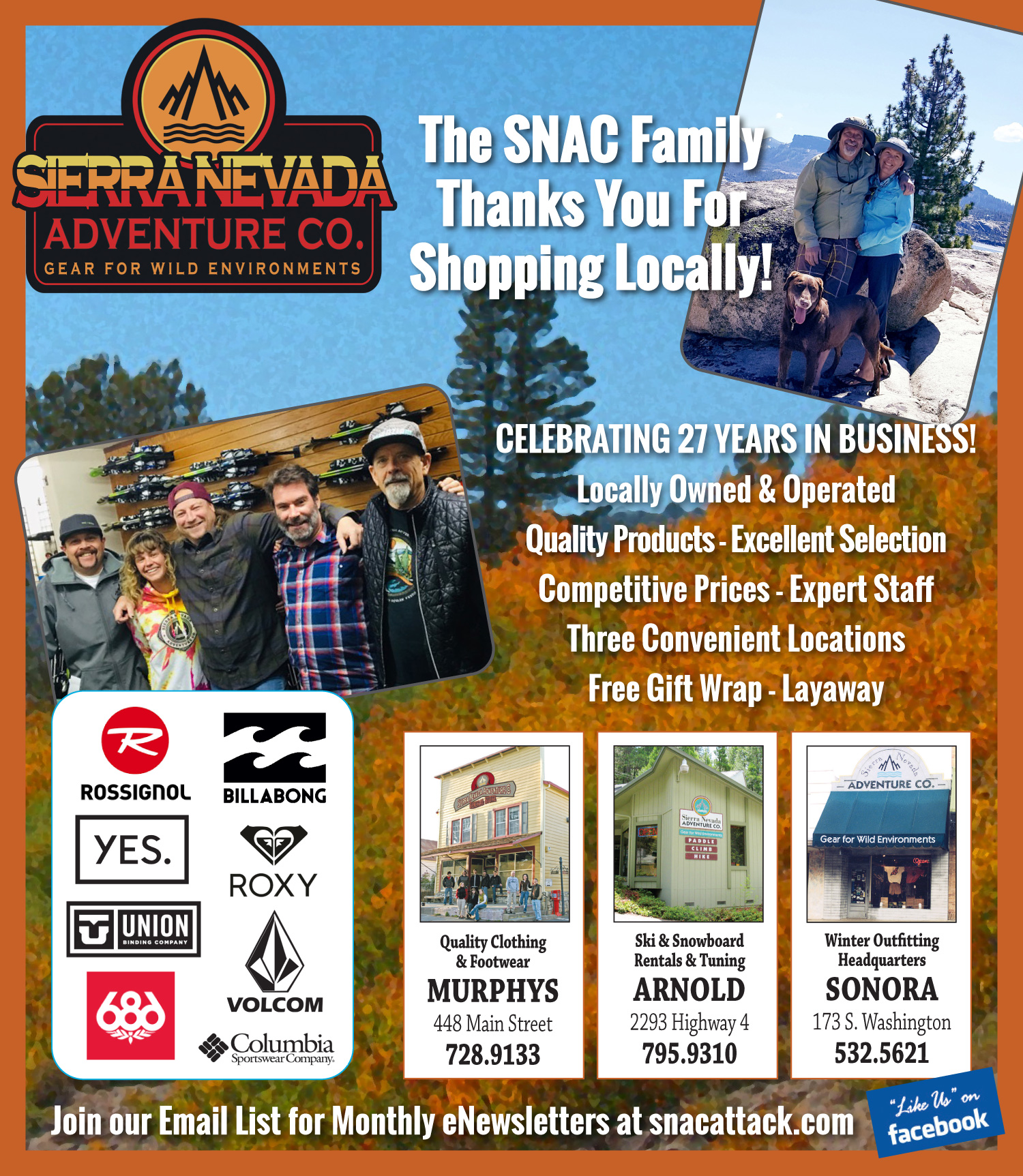 The SNAC Family Thanks You for Shopping Locally!! Gear for Wild ...