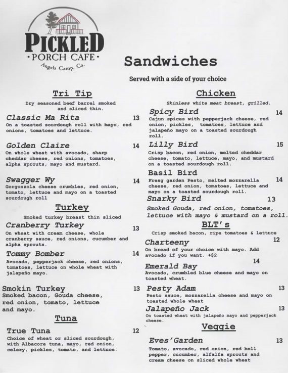 The Pickled Porch Cafe in Angels Camp – The Pine Tree
