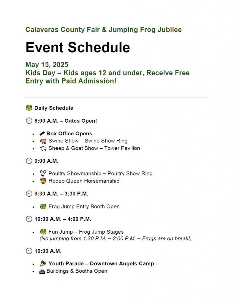 Calaveras County Fair & Jumping Frog Jubilee May 15-18,2025! Day One ...