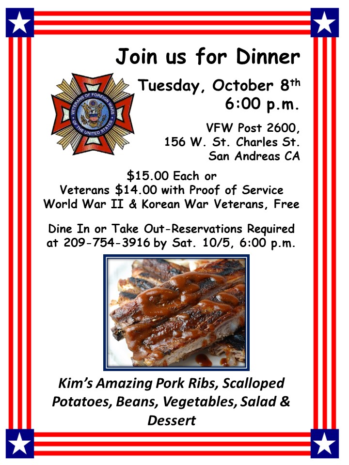 VFW Dinner in San Andreas – The Pine Tree